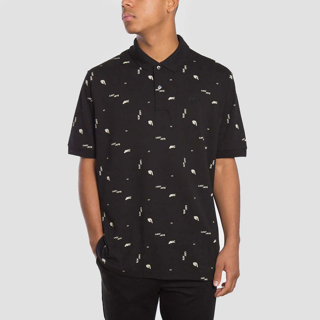 LACOSTE LIVE ALL-OVER MULTIPLE CROCODILE PRINTED POLO T-SHIRT – MUQQI